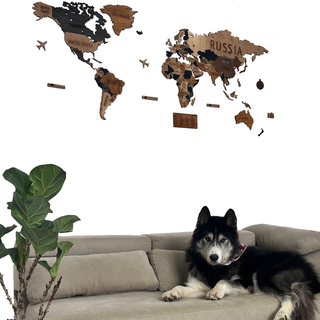 Mapamundi de Madera para Pared Relieve 3D – Casa Viva